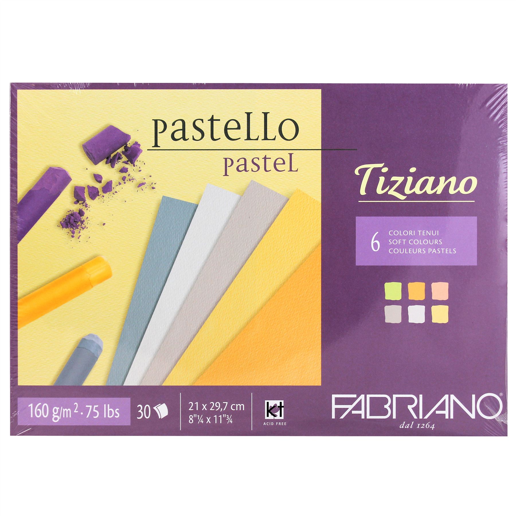 Fabriano Tiziano 6 Soft Colours Pastel Paper 30 sheets 160gsm A4