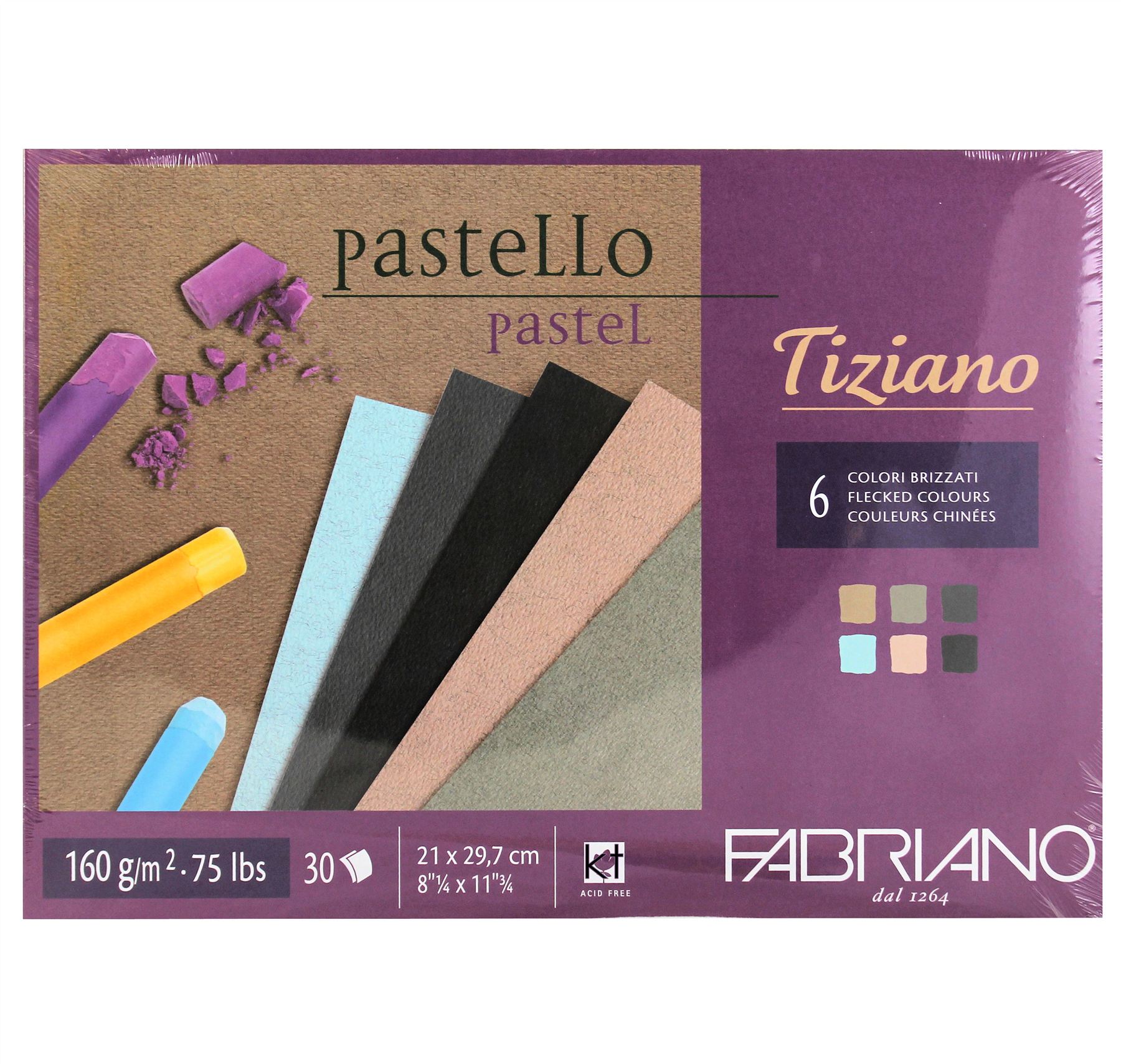 Fabriano Tiziano 6 Flecked Colours Pastel Paper 30 Sheets 160gsm A4